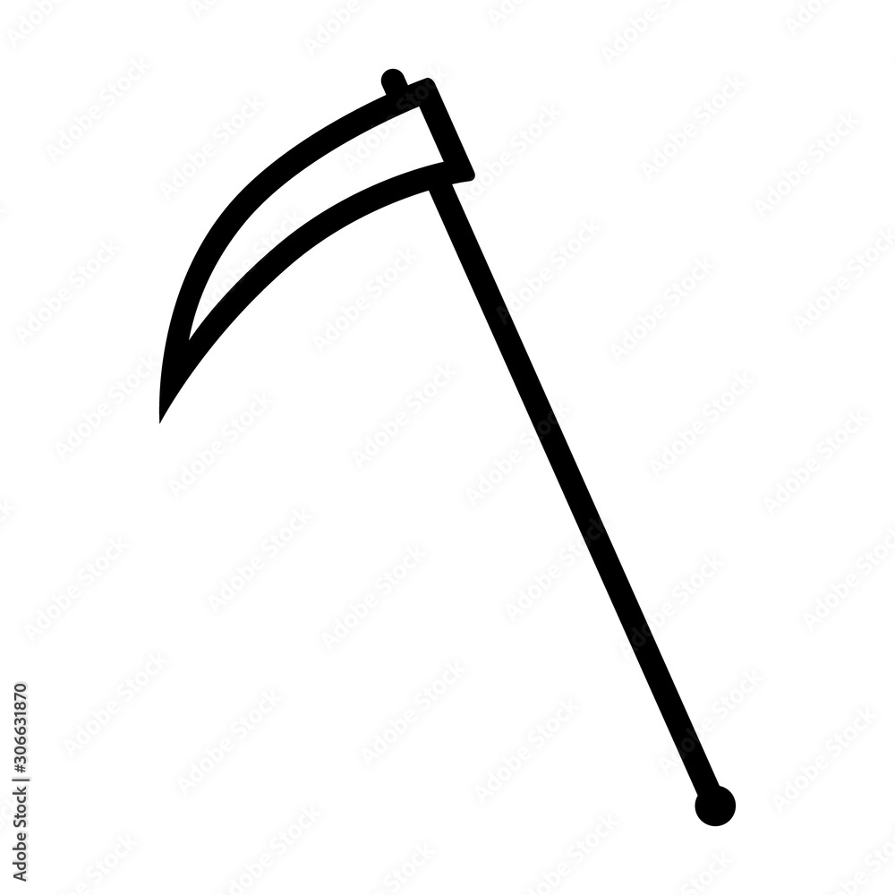 Scythe weapon of the Grim Reaper line vector icon for games and ...