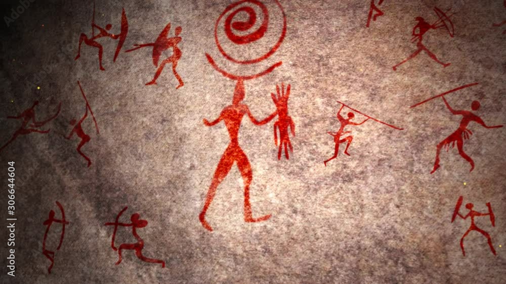 Ancient rock paintings show primitive people fighting and dancing ...