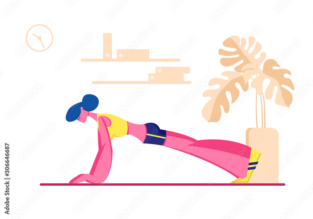 Female Character in Perfect Physical Shape Doing Fitness, Yoga or ...