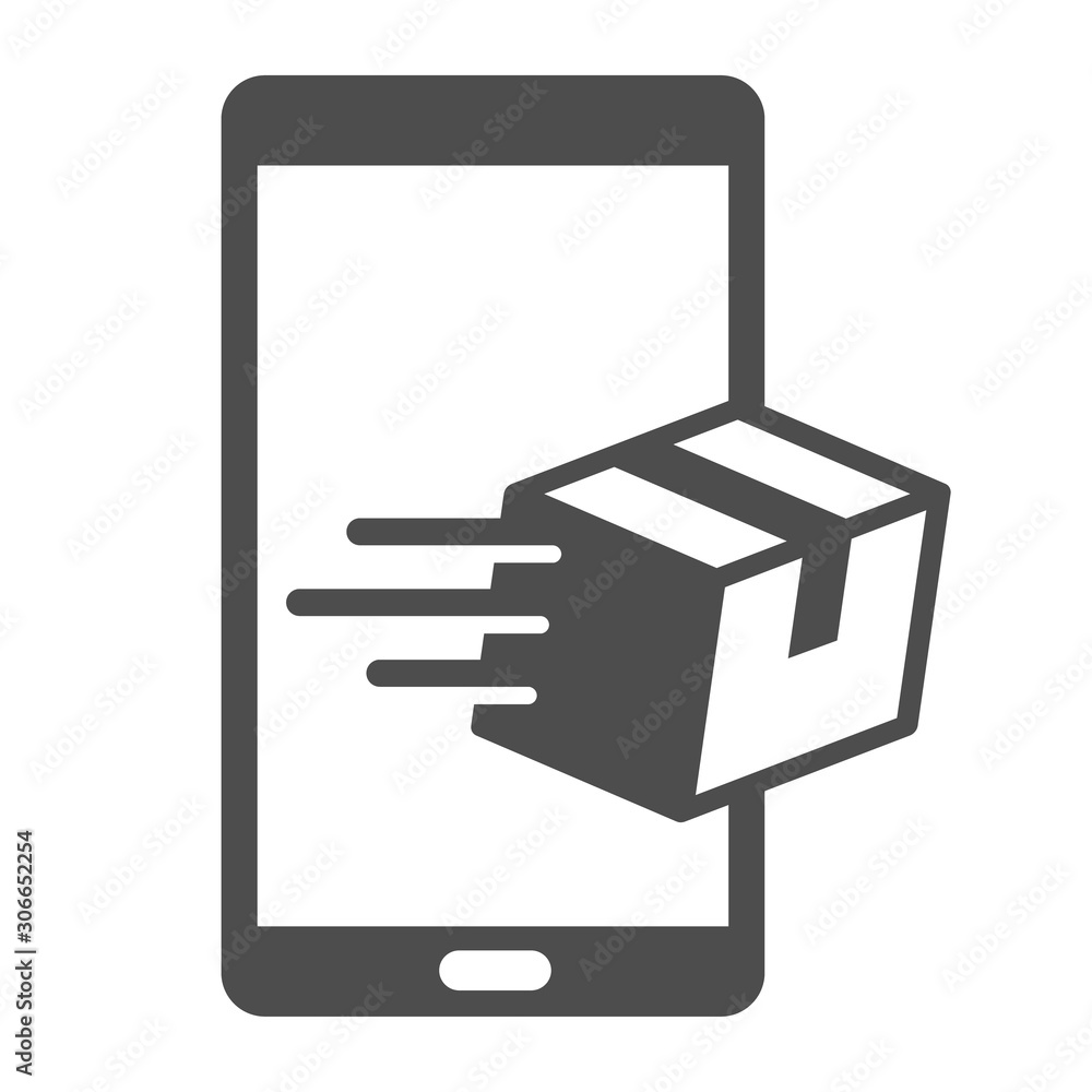 Online delivery service vector icon isolated on white background. Smartphone with express ...