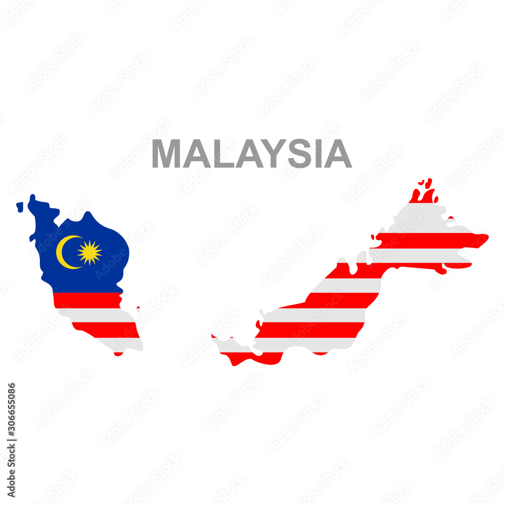 Map of Malaysia with national flags icon vector design symbol Stock ...