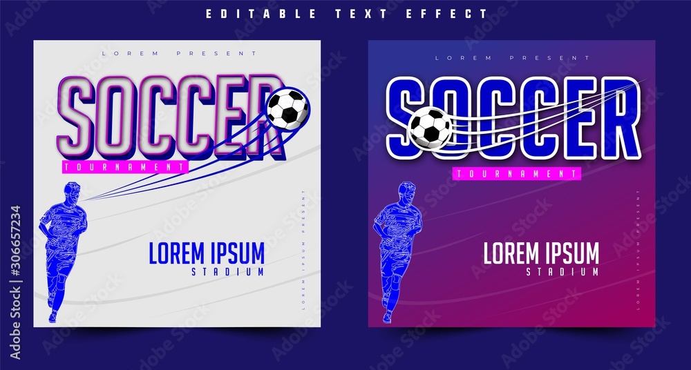 soccer tournament sports style design event, 3d text effect sport event ...
