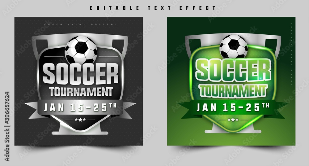 soccer tournament sports style design event, 3d text effect sport event ...
