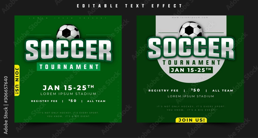 soccer tournament sports style design event, 3d text effect sport event ...