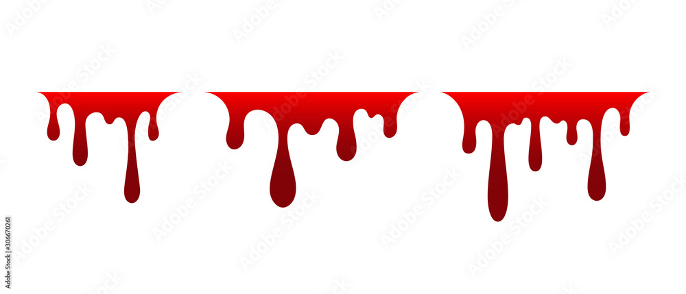 Blood drip set. Drop blood isloated white background. Happy Halloween ...