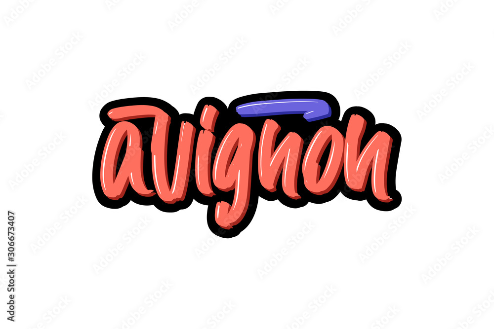 Avignon, France city hand drawn modern brush lettering. Vector ...