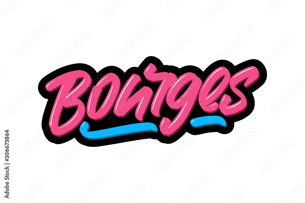 Bourges, France city hand drawn modern brush lettering. Vector ...
