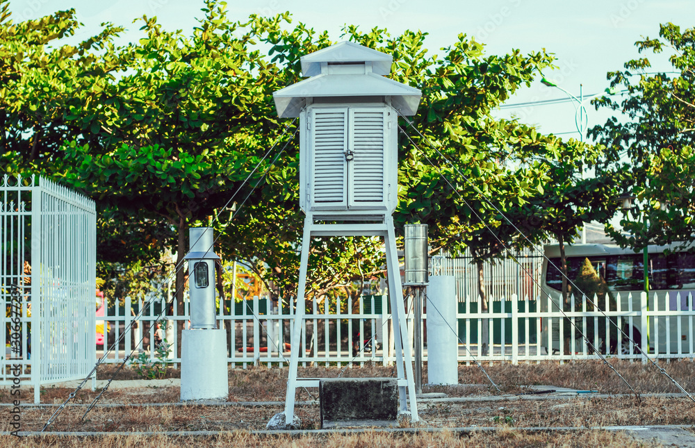 Psychrometric booth with a lock on the doors of the weather station ...