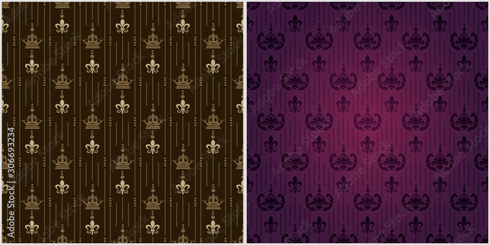 Vintage backgrounds, patterns. Renaissance art. Two modern background ...