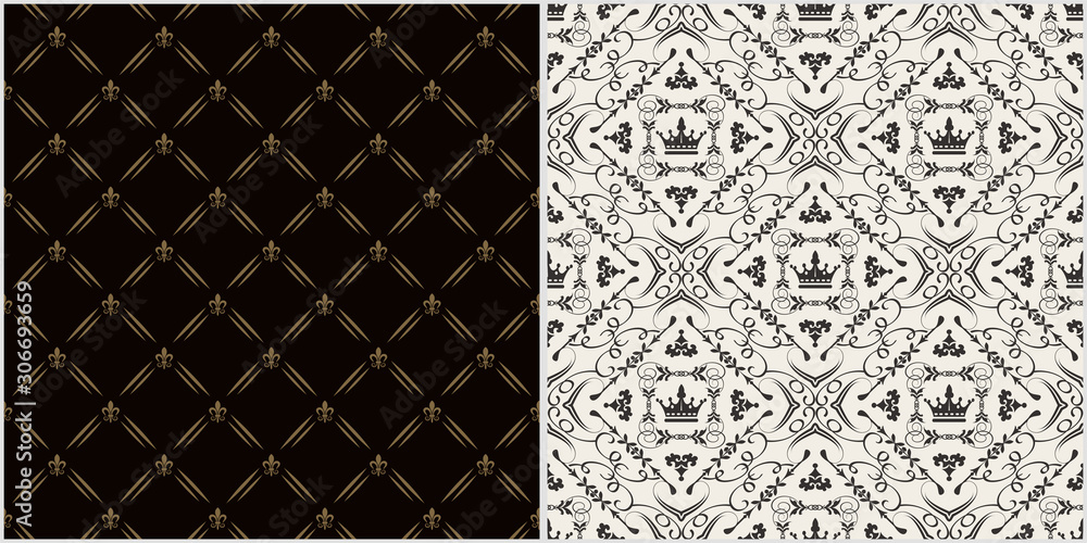 Vintage backgrounds, patterns. Renaissance art. Two modern background ...