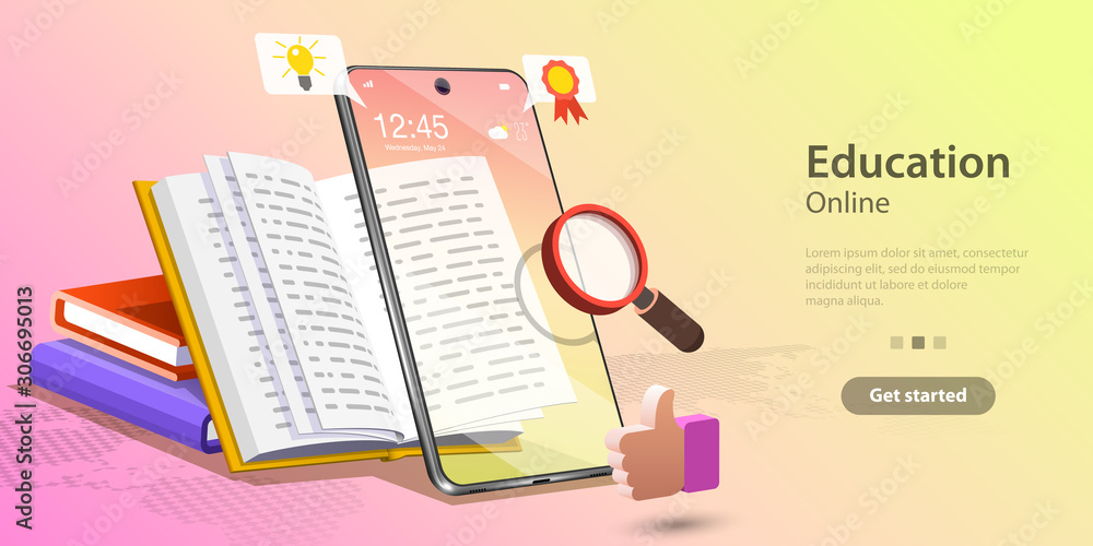 Online Education Concept, Landing Page Template for Website, Distance ...