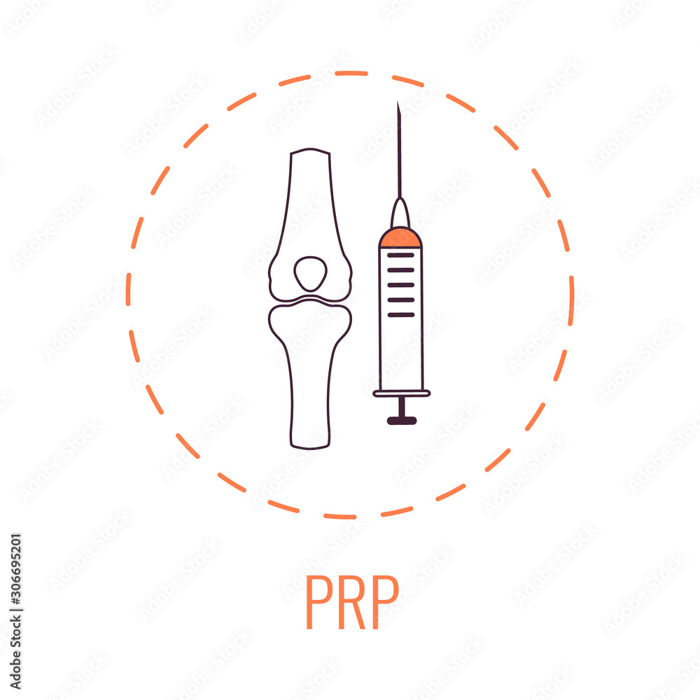 Knee bones and syringe vector linear poster. PRP injection for joint ...