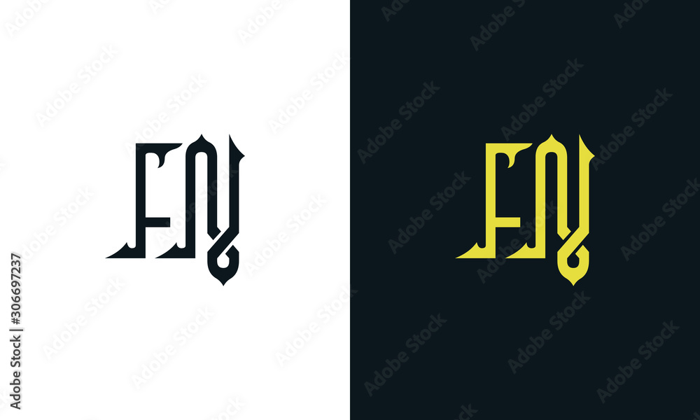 Minimalist luxury line art letter FN logo. This logo icon incorporate ...