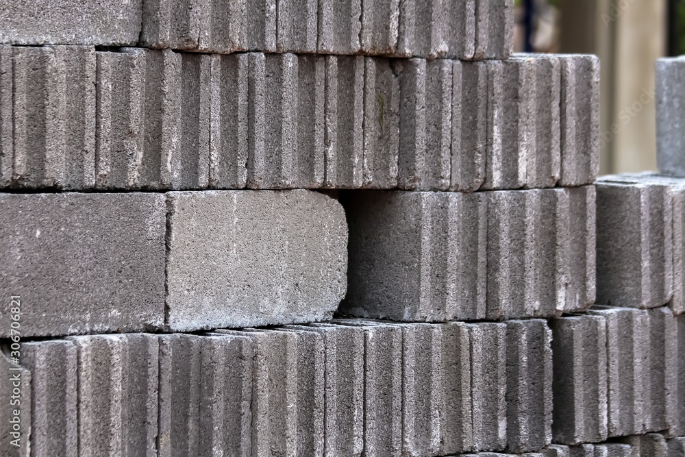 Pile of concrete block in construction site. Stock Photo | Adobe Stock