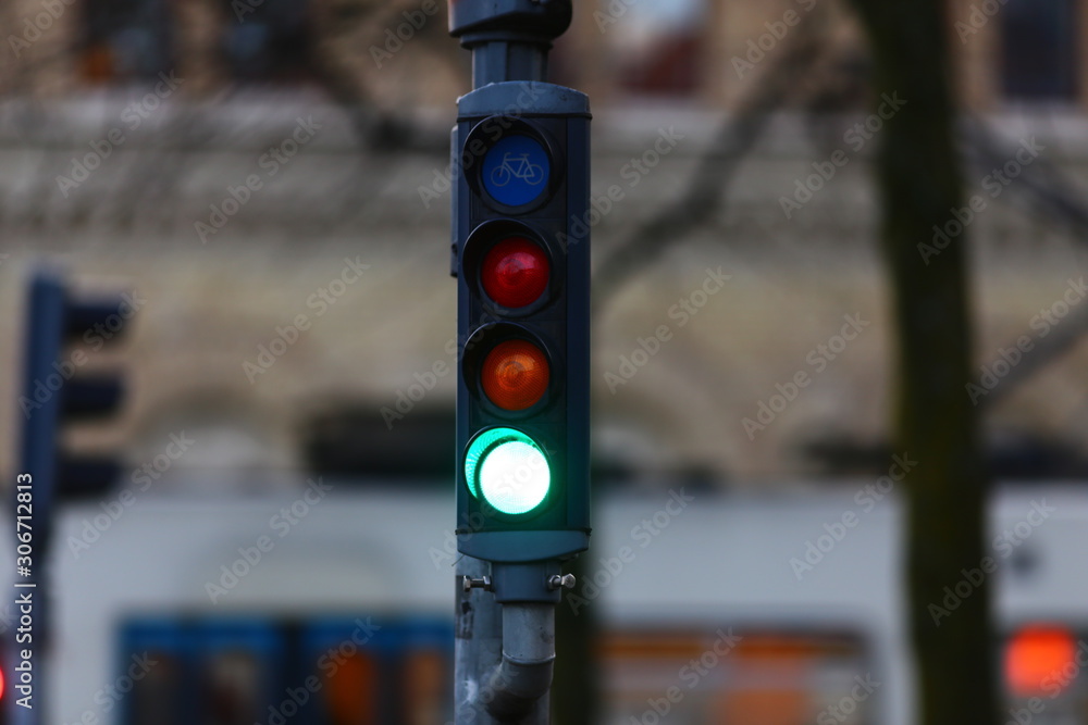 Traffic lights, stop sign for pedestrians Stock Photo | Adobe Stock