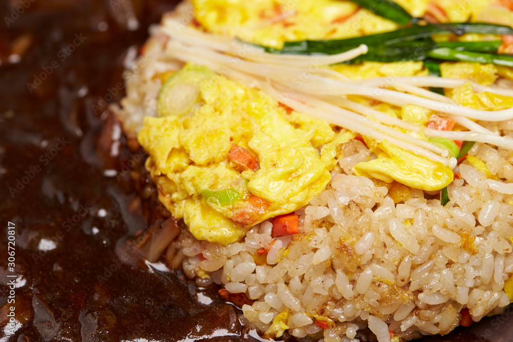Jajangbap, Korean fried rice with black bean sauce Stock Photo | Adobe ...