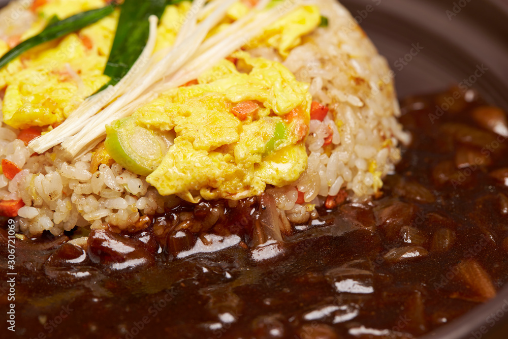 Jajangbap, Korean fried rice with black bean sauce Stock Photo | Adobe ...