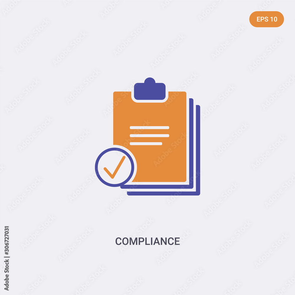 2 color compliance concept vector icon. isolated two color compliance ...
