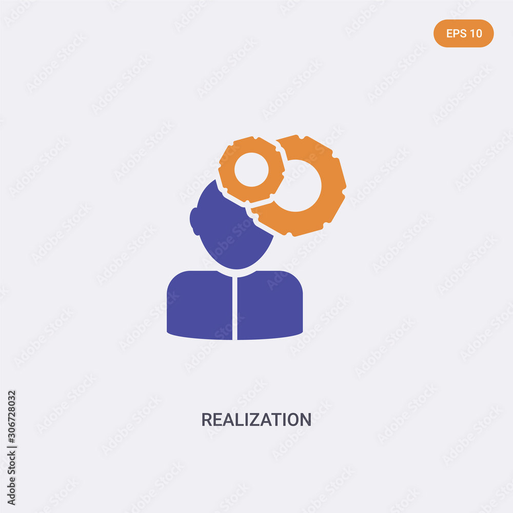 2 color realization concept vector icon. isolated two color realization ...