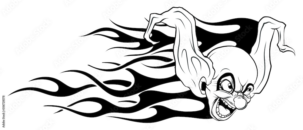 Evil cartoon clown. Vector clip art illustration with simple gradients ...