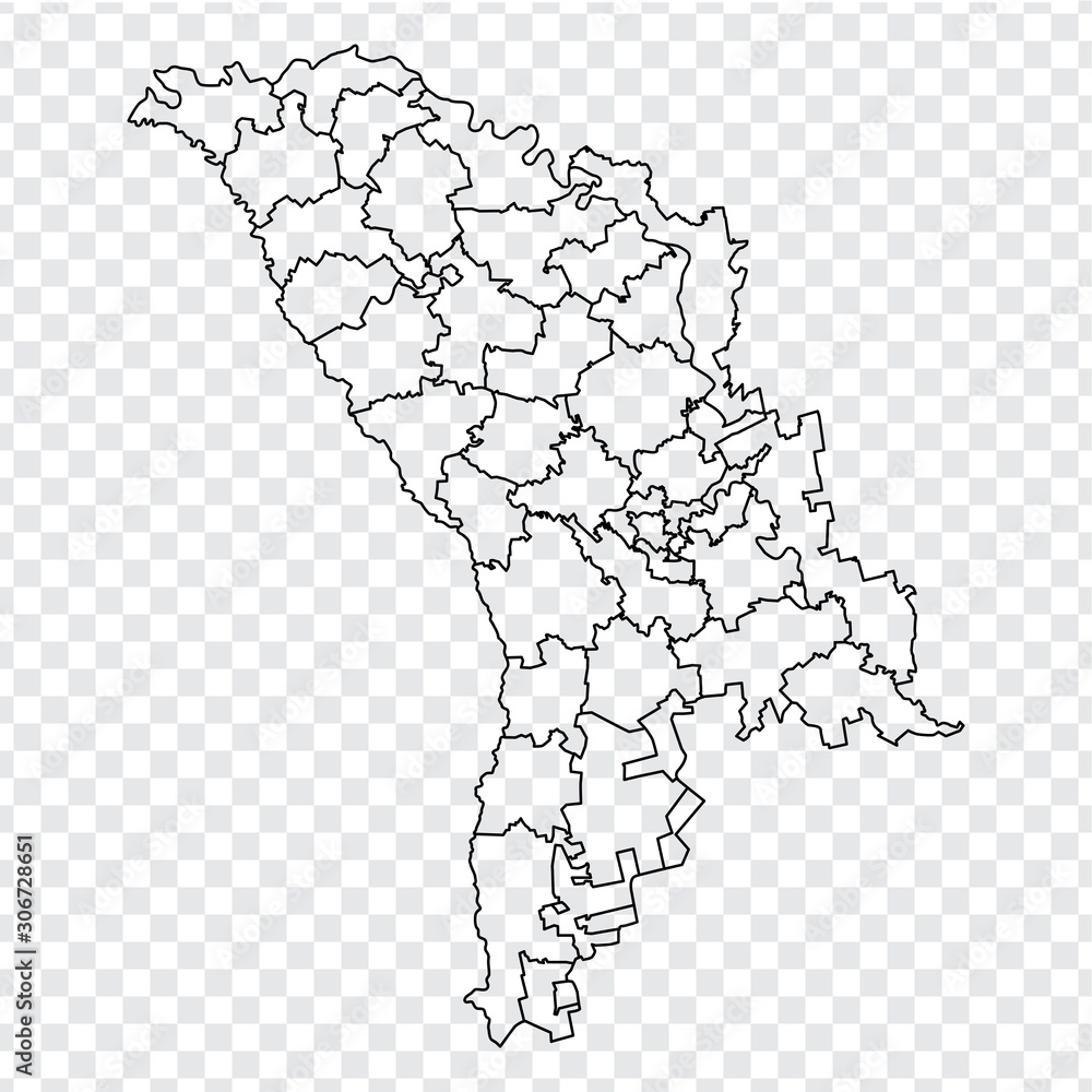 Vecteur Stock Blank map Republic of Moldova. High quality map of ...