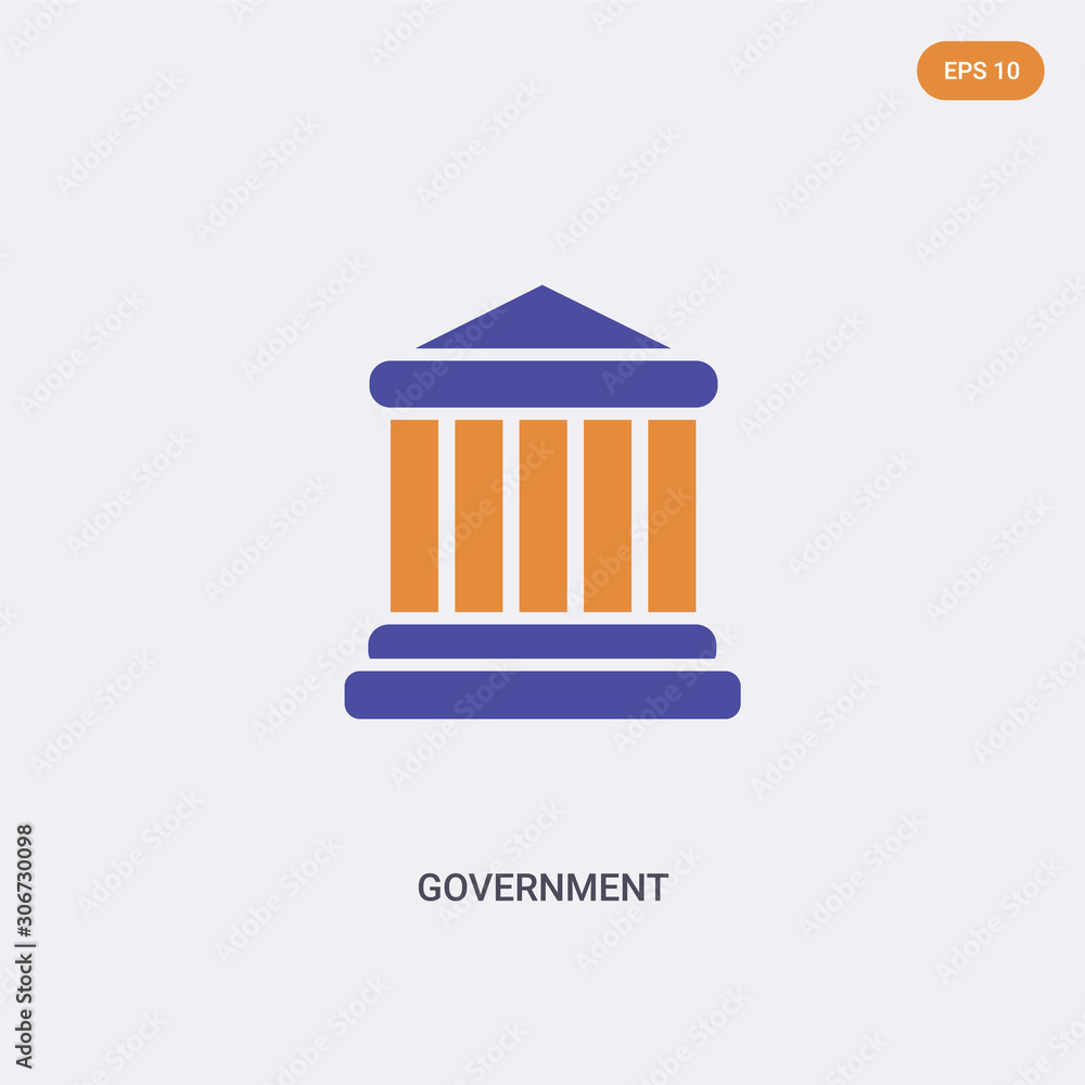 2 color Government concept vector icon. isolated two color Government ...