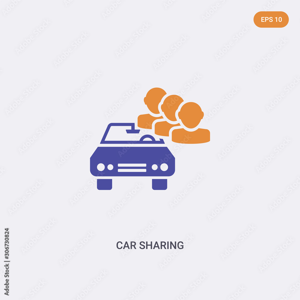 2 color car sharing concept vector icon. isolated two color car sharing ...