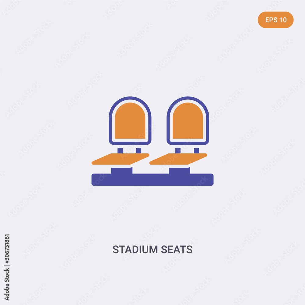 2 color stadium seats concept vector icon. isolated two color stadium ...