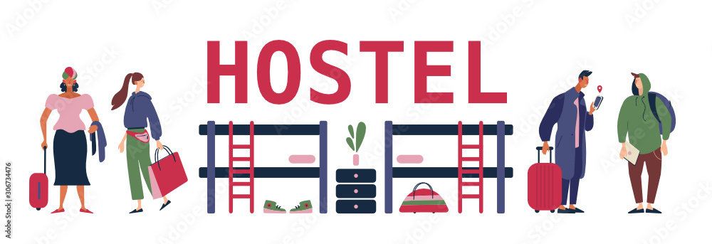 Diverse Young People Living in Hostel. Male and Female Tourist ...
