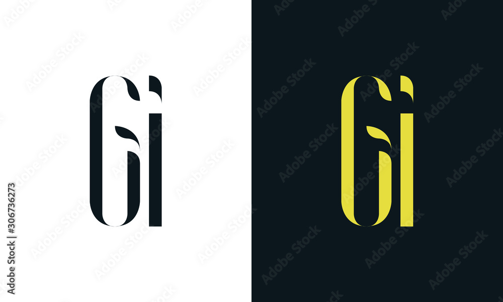 Abstract line art letter GI logo. This logo icon incorporate with two ...