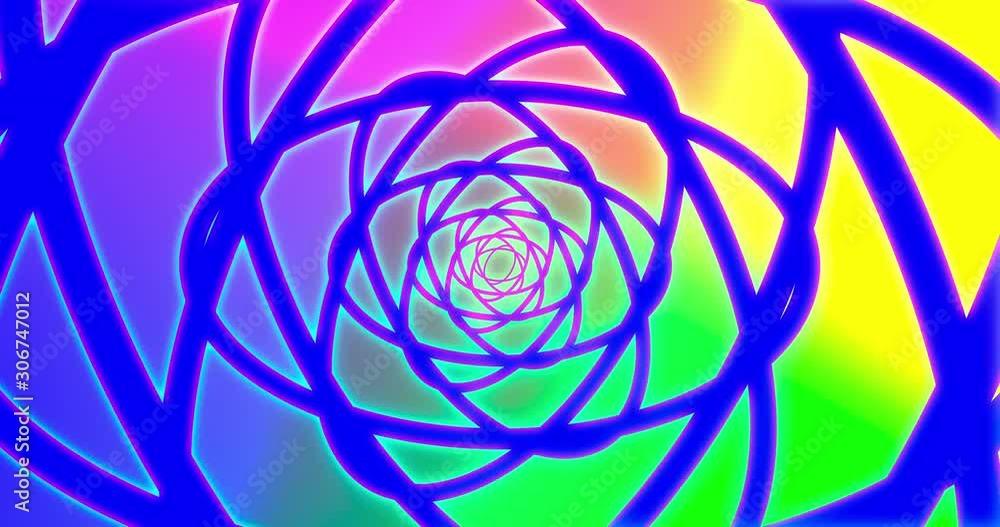 Abstracts rainbow spiral psihodelic tunnel background. Seamless loop 4k ...