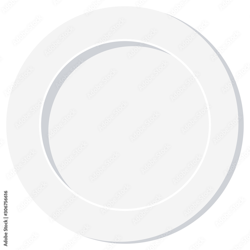 Empty white plate vector illustration isolated on white background ...