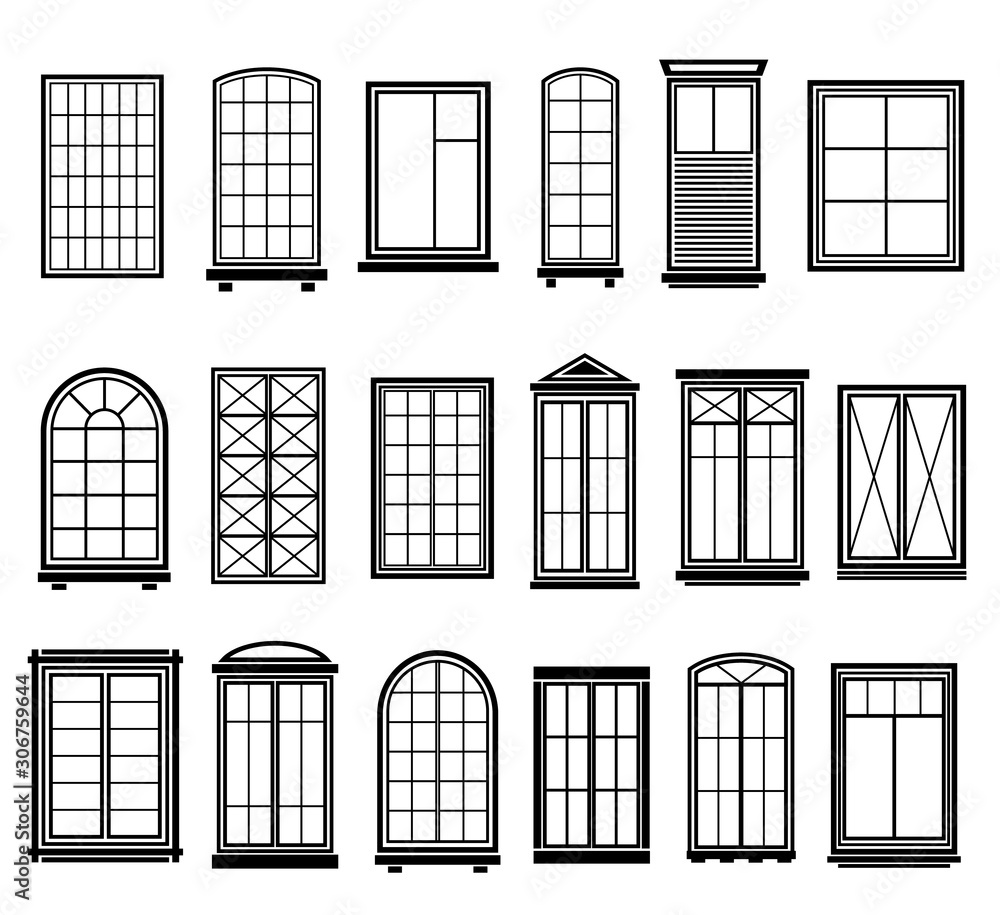 Window frames. Vintage framing windows, blank decorative glass frame ...