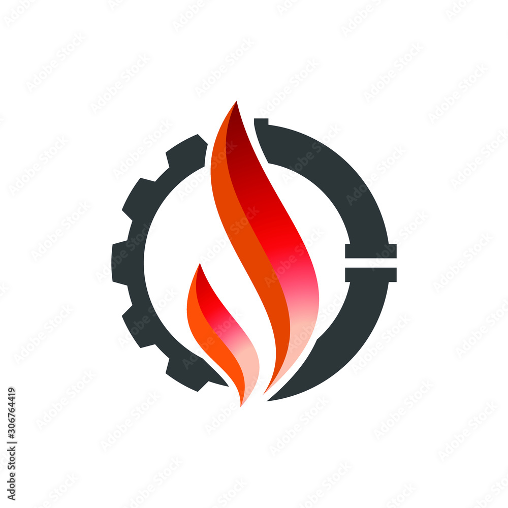 Fire flame icon in a shape of drop. Oil and gas industry logo design ...