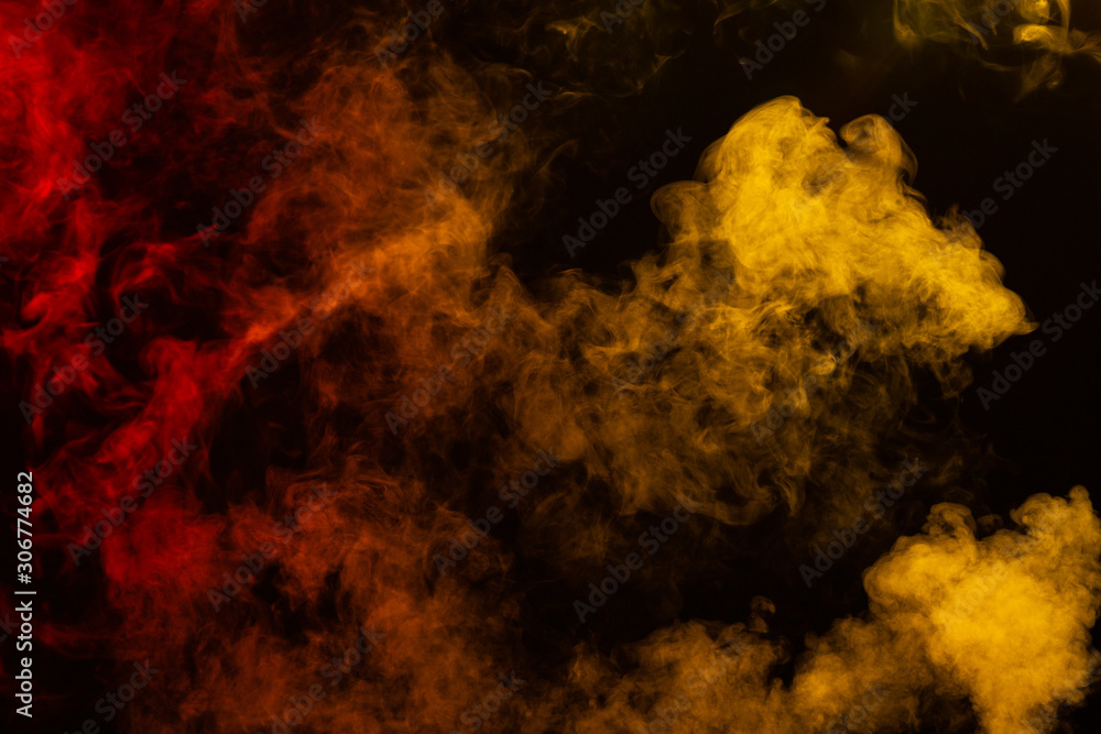 Billowing red and yellow smoke on black background Stock Photo | Adobe ...