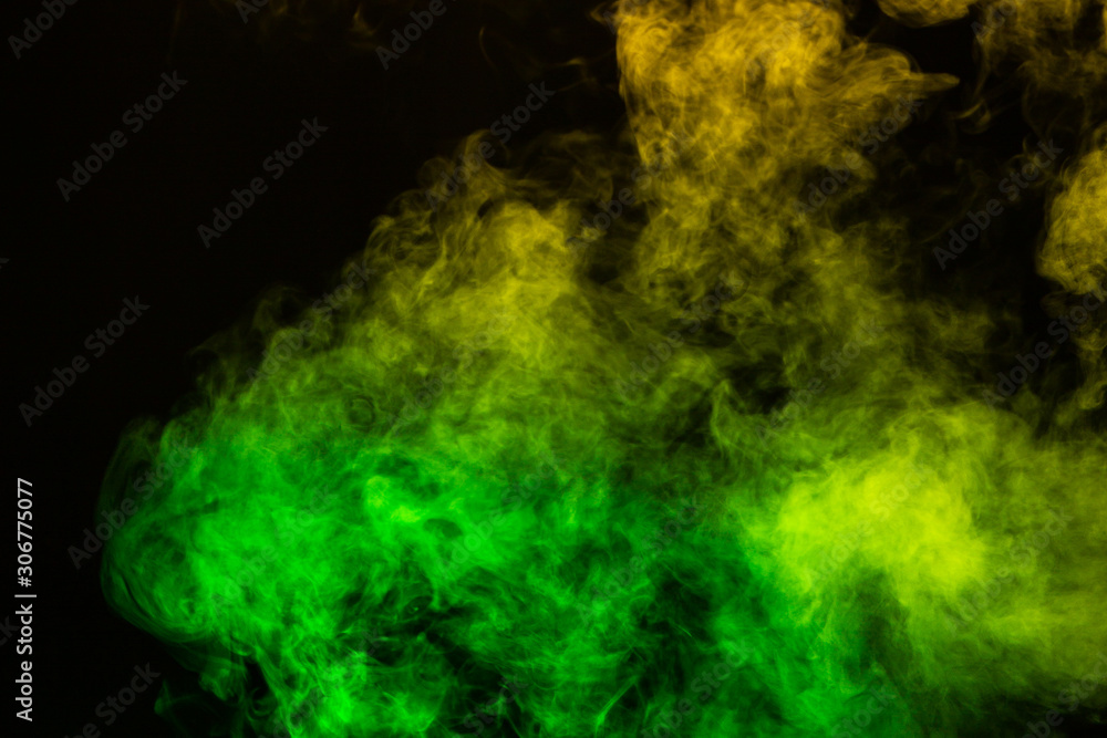 green and yellow smoke overlay on a black background Stock Photo ...