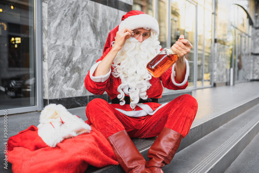 Santa Drinking Whiskey