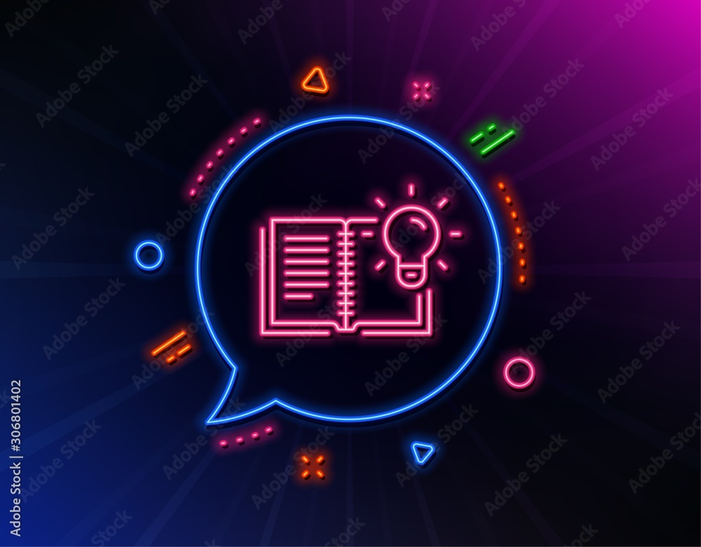 Product knowledge line icon. Neon laser lights. Education process sign ...