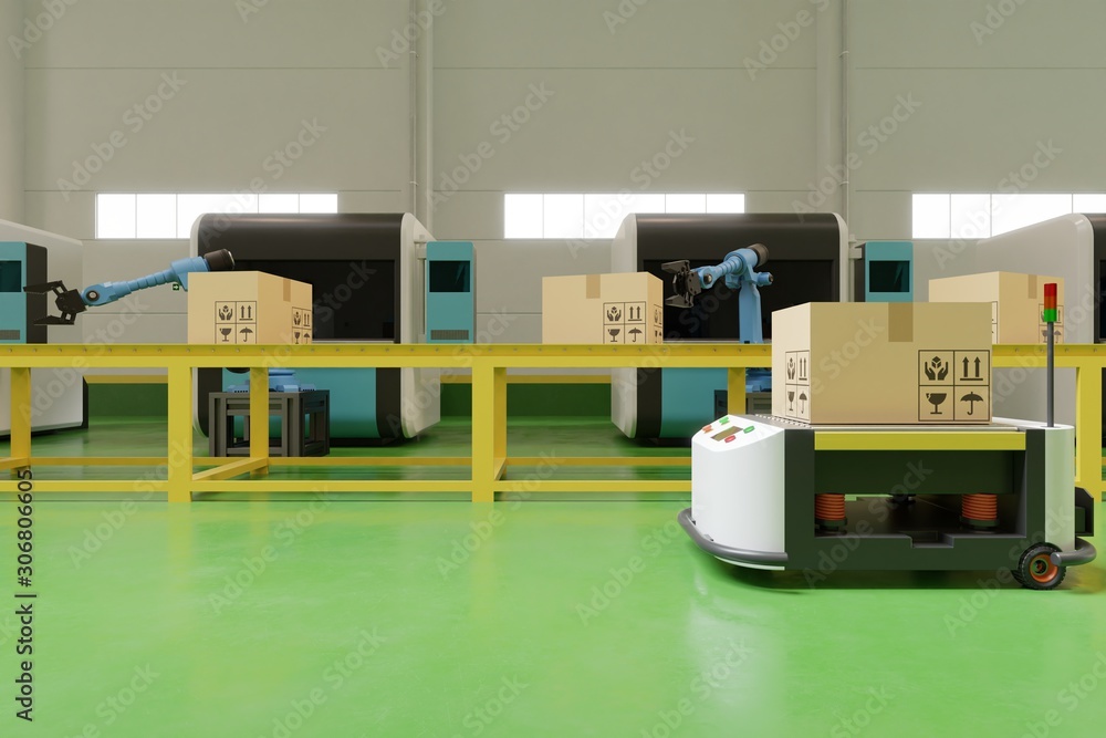 AUTOMATED GUIDED VEHICLES (AGV). Stock Illustration | Adobe Stock
