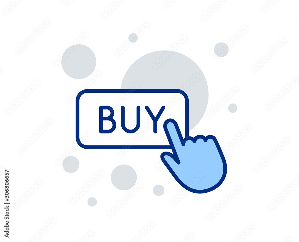Click to Buy line icon. Online Shopping sign. E-commerce processing ...