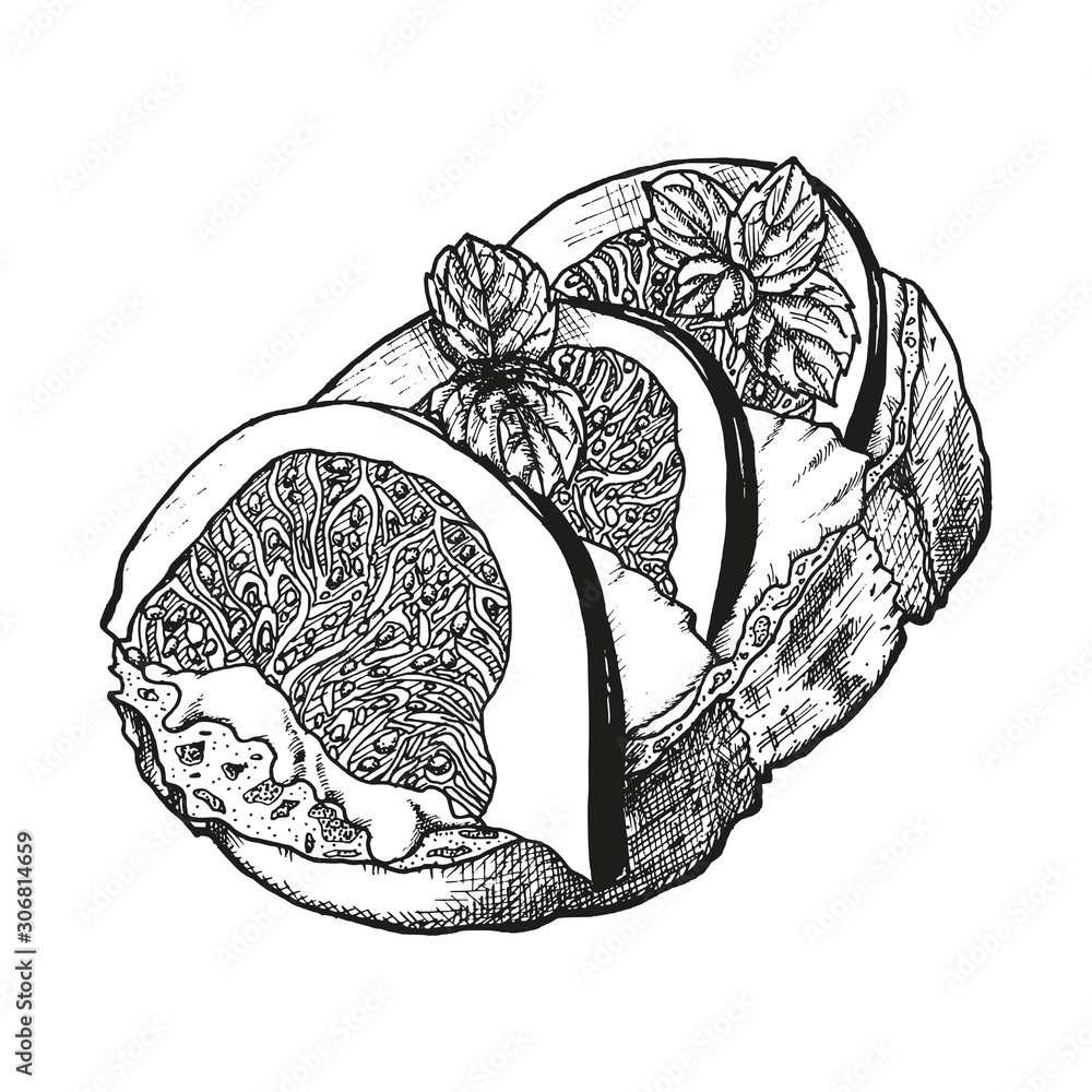 Hand drawn sandwich isolated on white background. Vector illustration ...