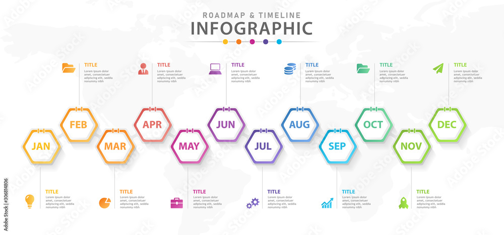 Infographic template for business. Modern Timeline diagram calendar for ...