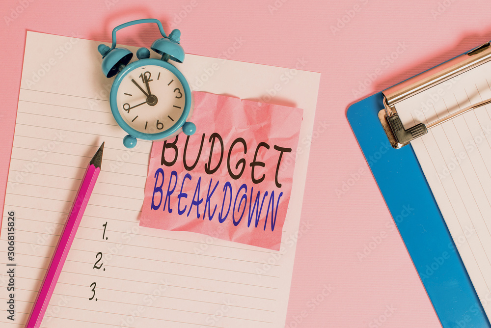 Handwriting text writing Budget Breakdown. Conceptual photo dividing ...