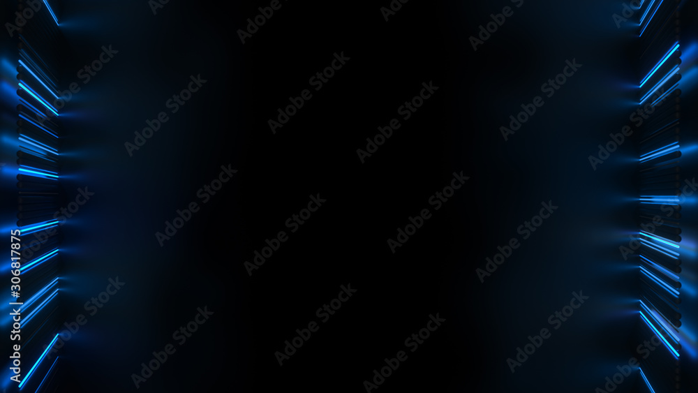 Blue glowing neon tubes and free space 3D rendering illustration Stock ...