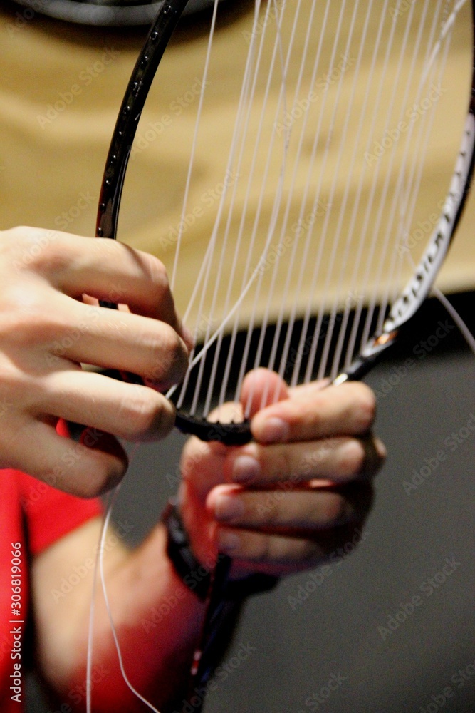 regulates the tension of the string of the badminton racket, vertical ...