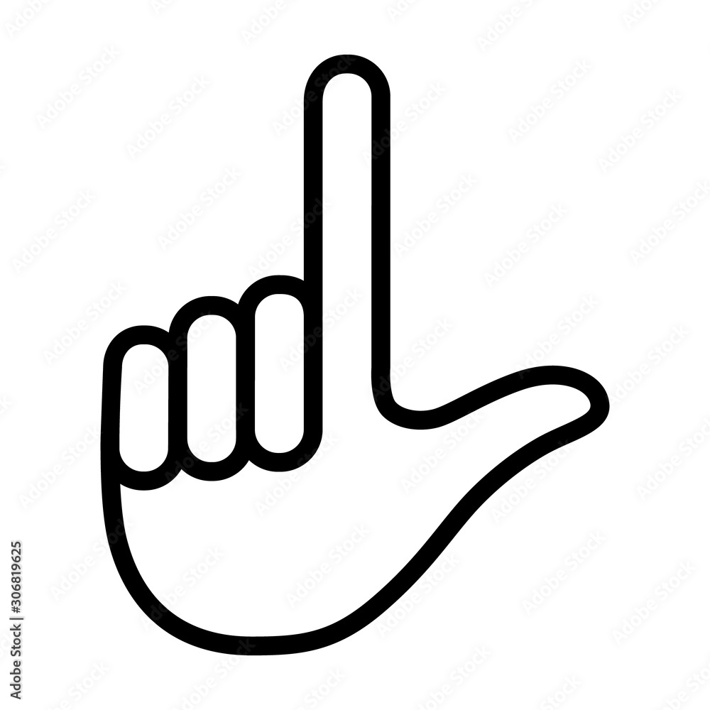Loser sign hand gesture line art vector icon for apps and websites ...