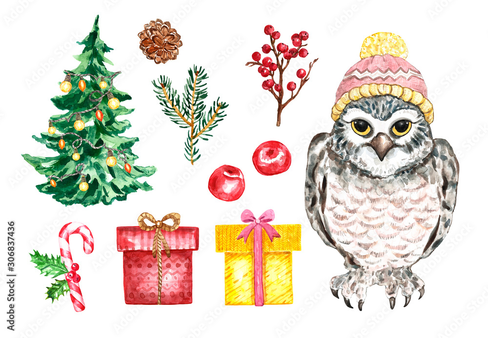Christmas Tree Owl Clip Art