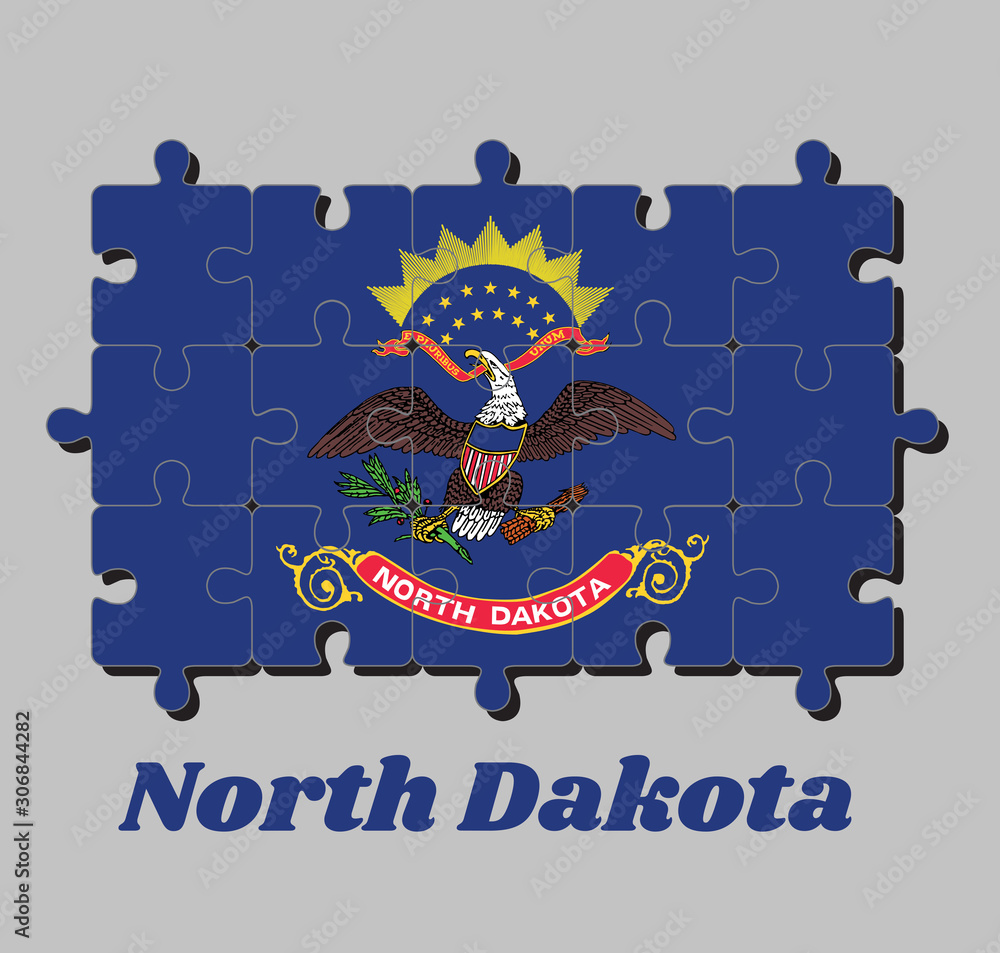 Jigsaw puzzle of North Dakota flag. Flag of the unit by state troops in ...