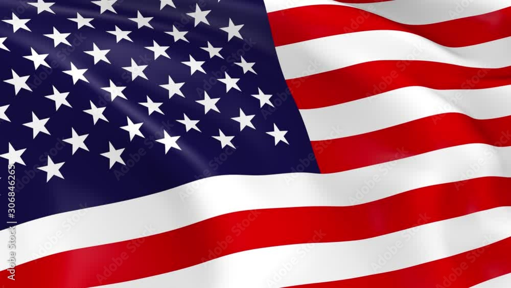 Photo realistic slow motion 4KHD flag of the USA waving in the wind. Seamless loop animation ...