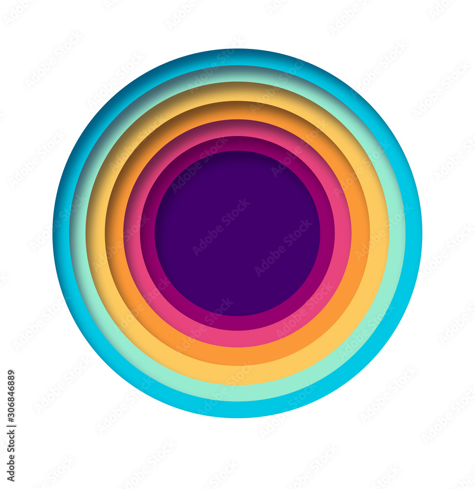 3D realistic background with paper cut round holes. vector design ...